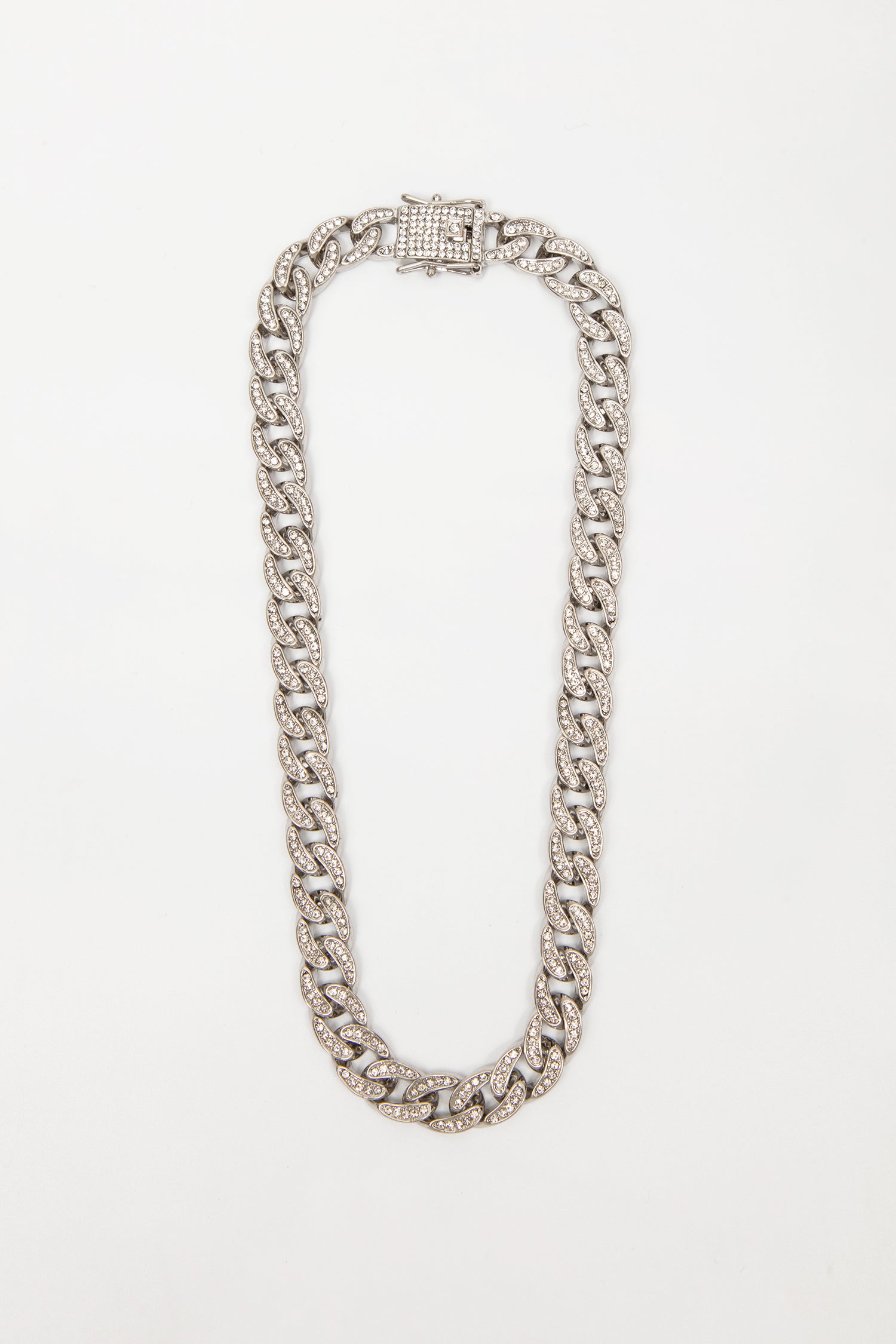13MM Silver Plated Full Stones 20" Chain with Stones Lock – J Liquidation